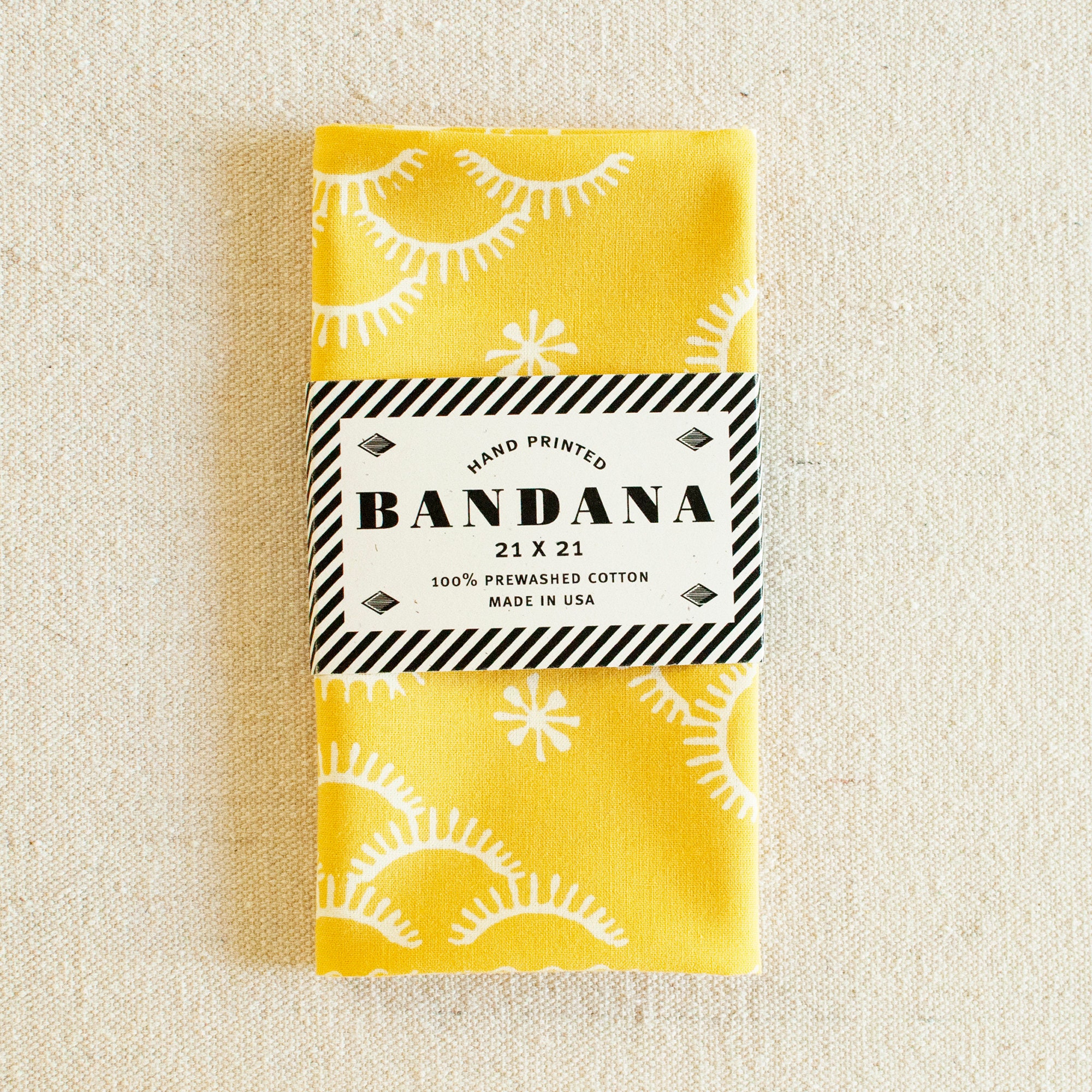 Yellow Bandana, Bandana for Women, Hand Printed Bandana, Made in USA ...