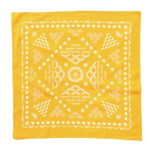 Yellow Bandana, Bandana for Women, Hand Printed Bandana, Made in USA ...