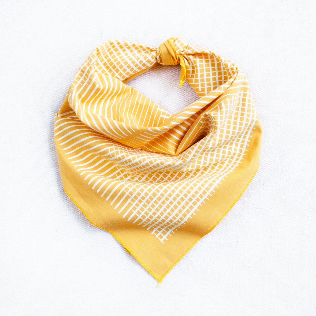 Golden Yellow Bandana, Abstract Hill Print, Hiking Accessory, Bandanas ...