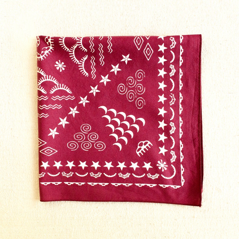 Mens Bandana Hand Printed Bandana Four Elements Design - Etsy
