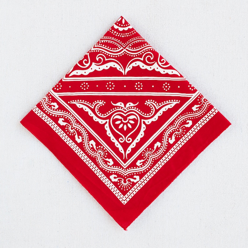 Red Bandana, Hand Screen Printed, Classic Bandana Design, Bandana for ...