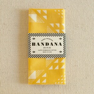 Yellow Bandana, Bandana for Women, Geometric Print Scarf, Hand Printed ...