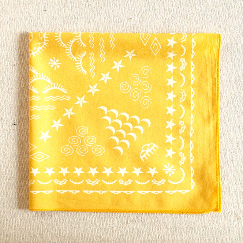 Yellow Bandana Bandana for Women Hand Printed Bandana Made - Etsy