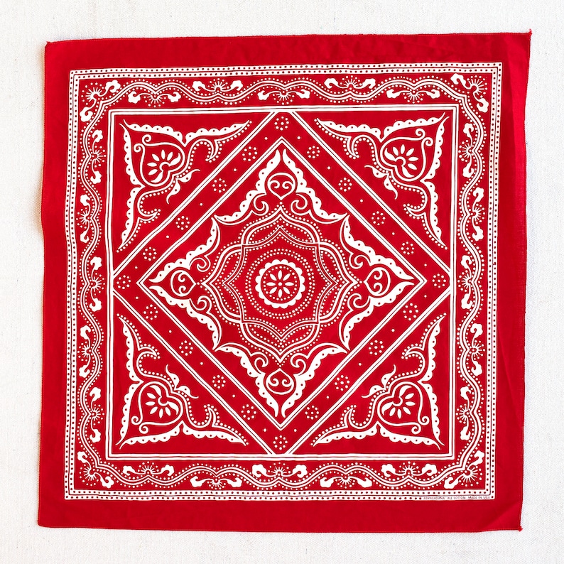 Red Bandana, Hand Screen Printed, Classic Bandana Design, Bandana for ...