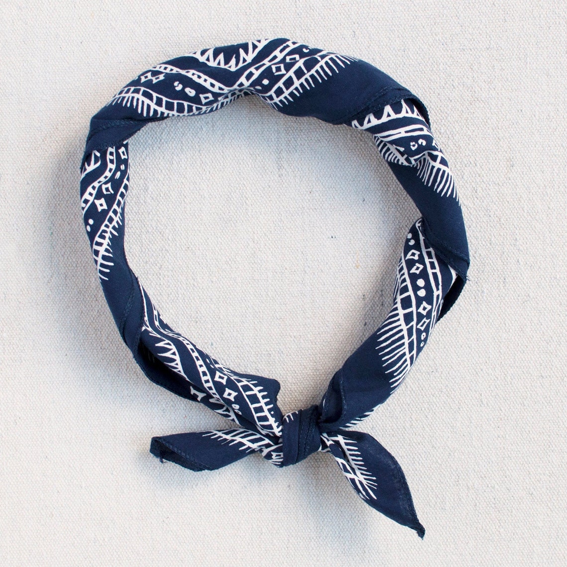 Navy Blue Bandana, Screen Printed, Geometric Diamond Pattern, Bandana ...