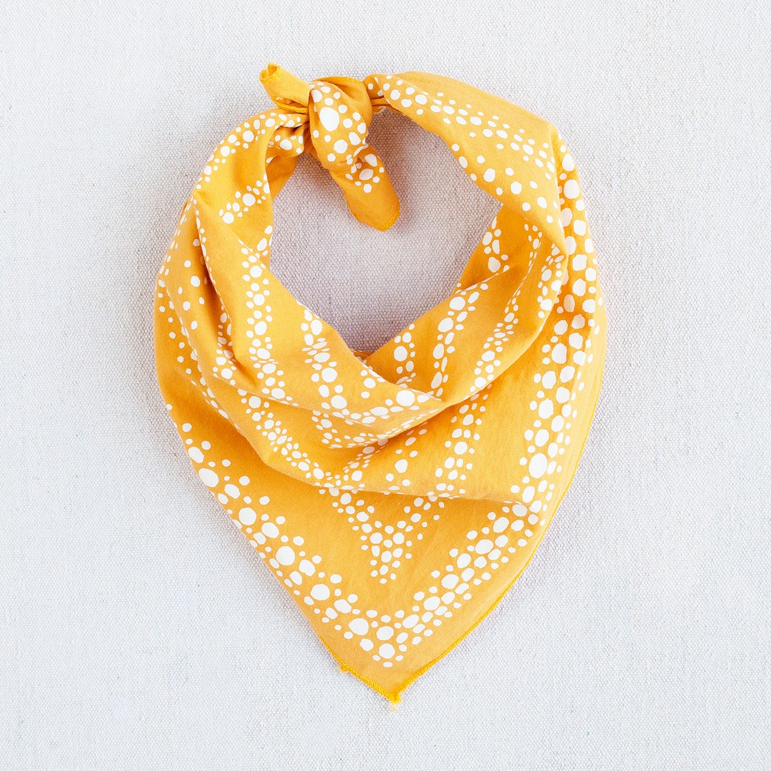 100% Cotton Golden Yellow Bandana, Hand Printed Bandana for Women and ...