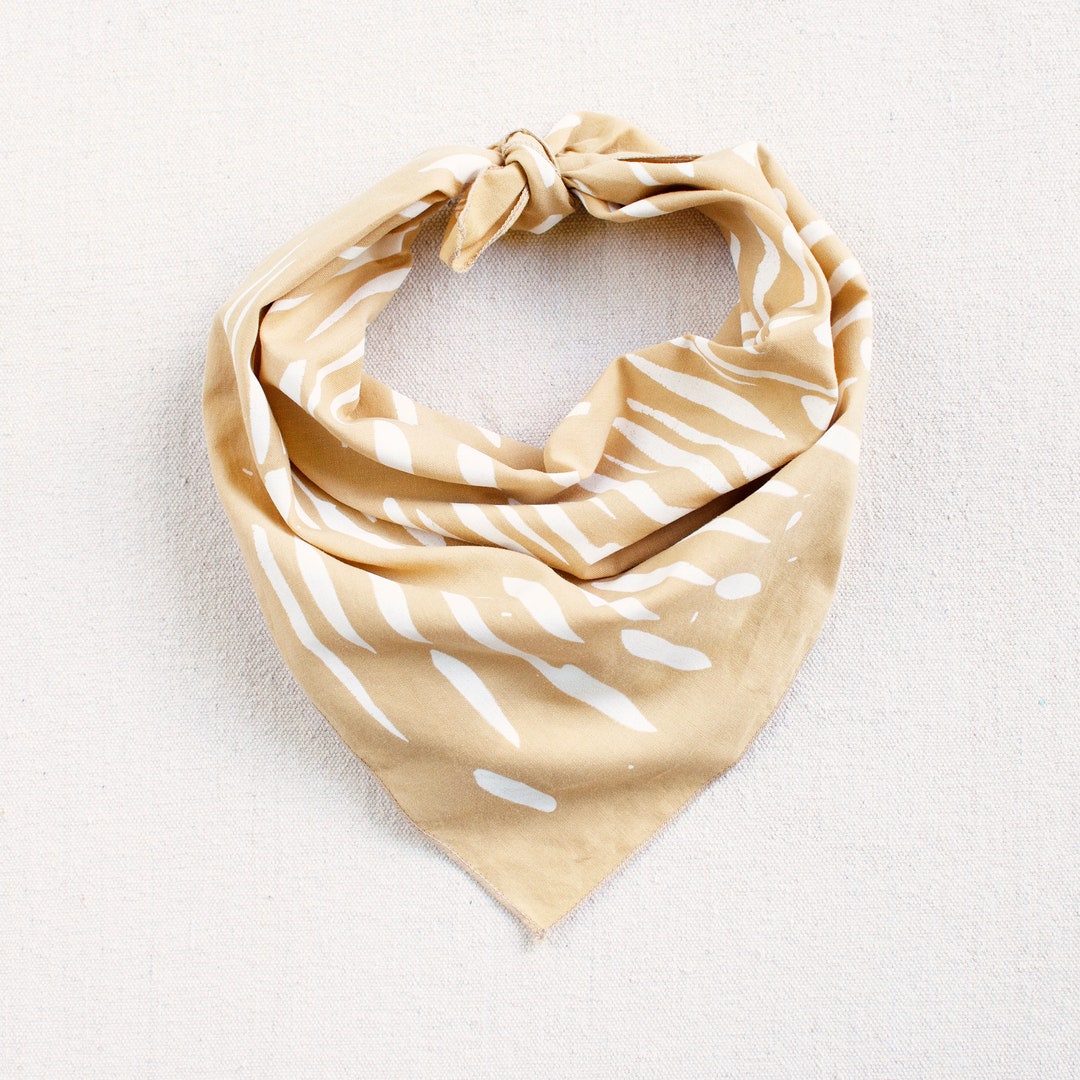 Hand Printed Bandana, Sand Color, Tightly Woven Cotton, 100% Made in ...