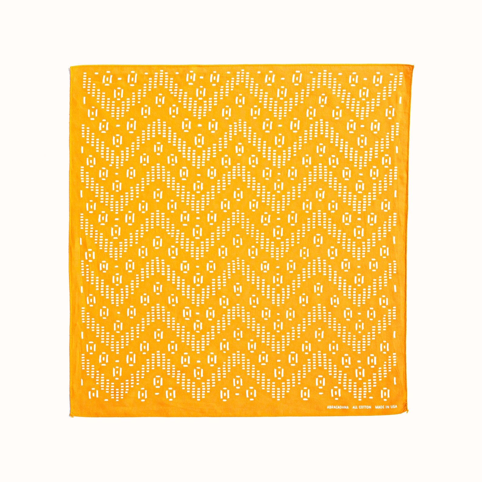 Hand Printed Golden Yellow Bandana, Made in USA, Zig Zag Design ...