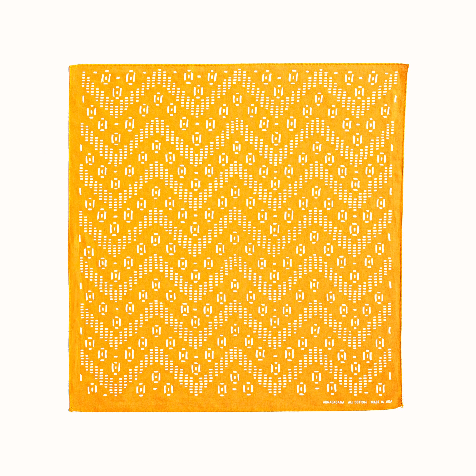 Hand Printed Golden Yellow Bandana, Made in USA, Zig Zag Design ...