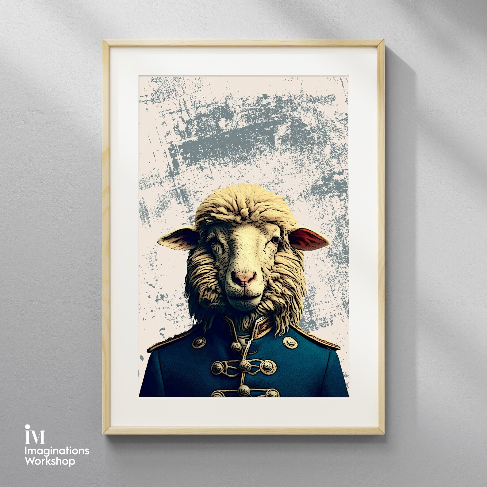 Sheep Portrait | Military Officer | Trendy Wall Art | Animal Head ...