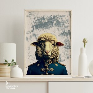 Sheep Portrait | Military Officer | Trendy Wall Art | Animal Head ...