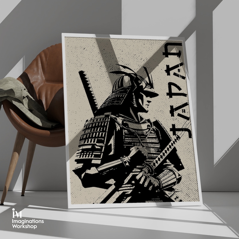 Samurai Warrior, Japanese Art, Samurai Print, Tokyo, Minimalist Wall ...