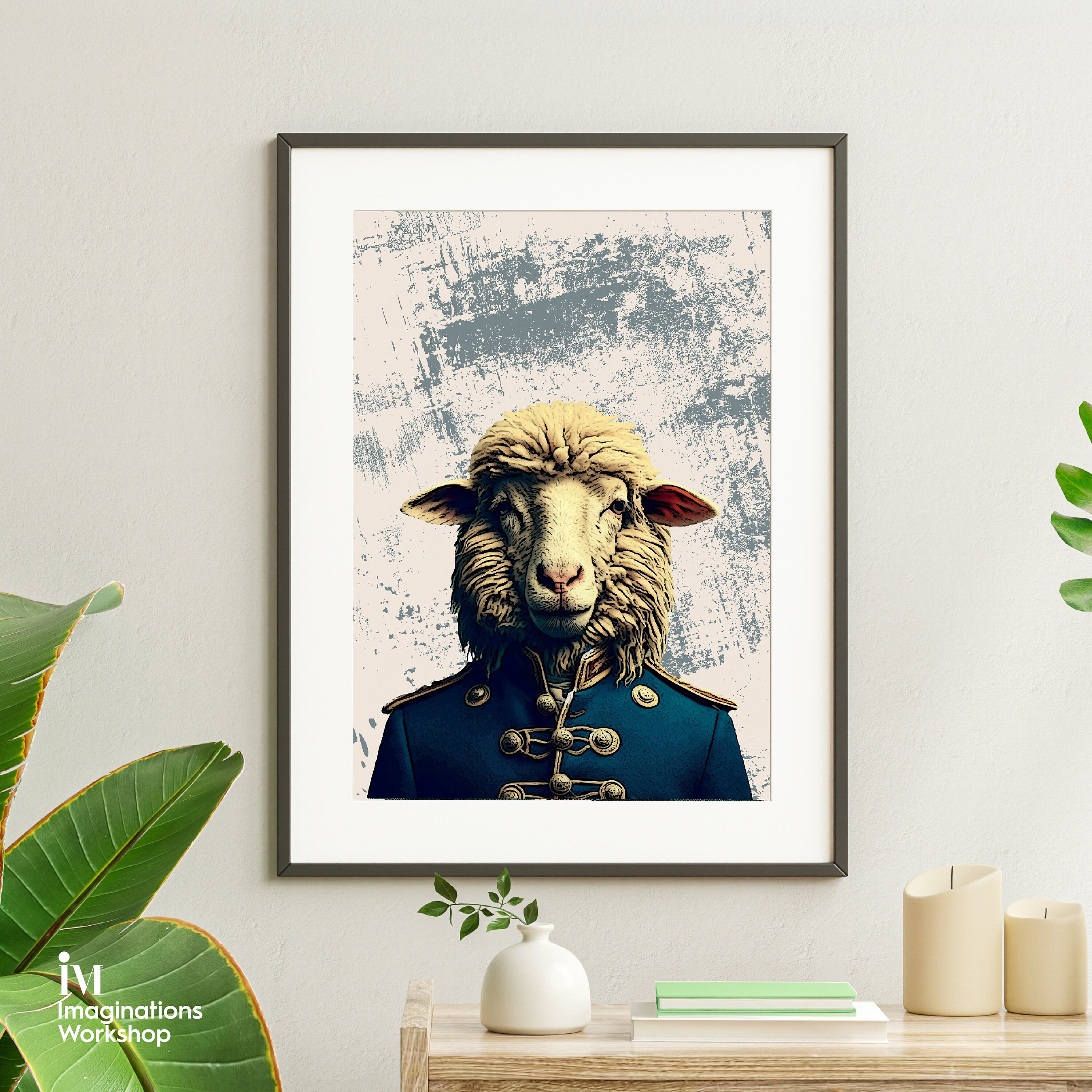Sheep Portrait | Military Officer | Trendy Wall Art | Animal Head ...