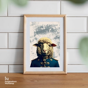 Sheep Portrait | Military Officer | Trendy Wall Art | Animal Head ...