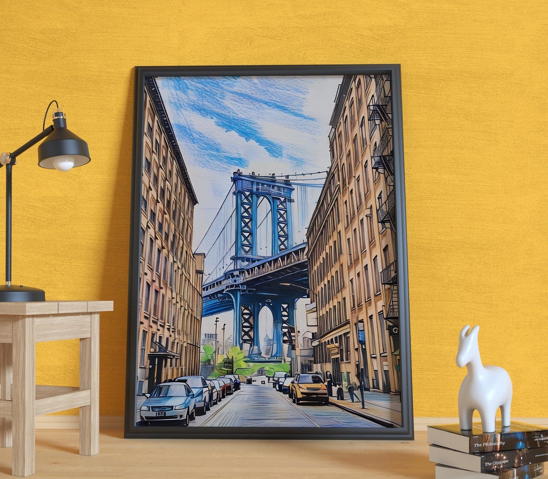 Brooklyn Bridge Street View Poster, Iconic New York Wall Art, Urban ...