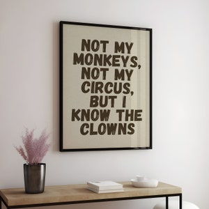 Not My Monkeys, Not My Circus, but I Know the Clowns - Motivational Wall Art Poster - Etsy