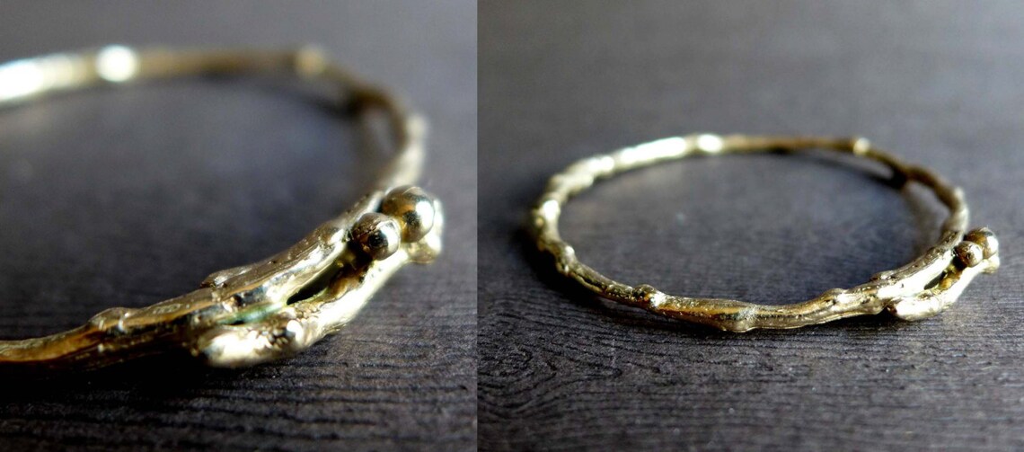 NYC Textured Twig Bangle Bracelet Winter Branches Cast | Etsy