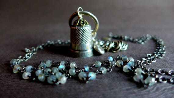 Vintage Sterling Silver Thimble Necklace Heirloom Thimble | Etsy