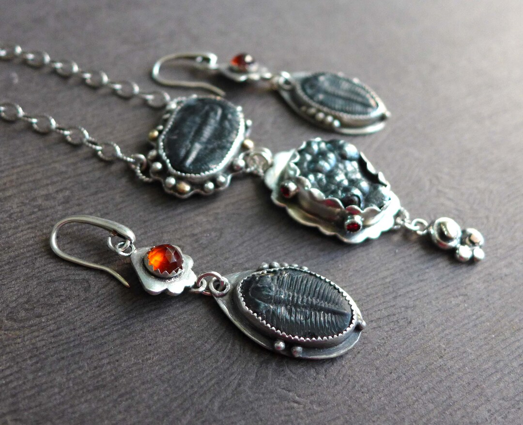 Red Black Ancient Trilobite, Garnet, Botryoidal Manganese, Sterling ...