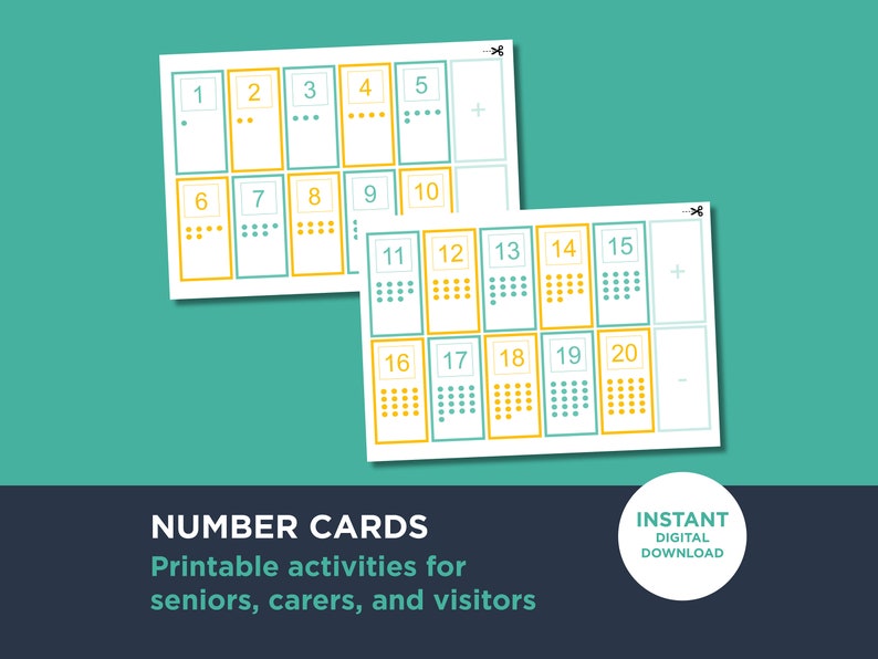 Dementia Activities Number Sorting Card Match up Activity Alzheimers ...