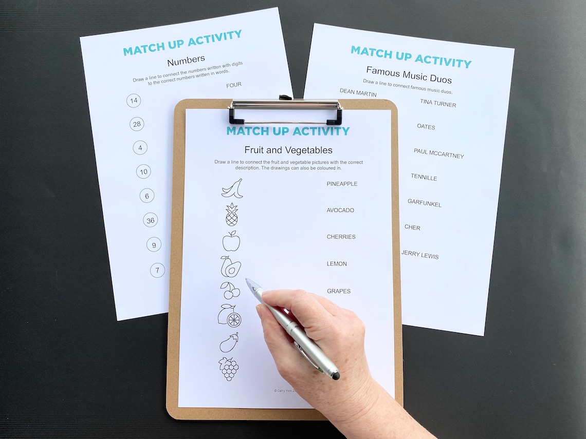 Dementia Match up Activity: Brain Games for Seniors (digital Download ...