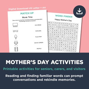 Dementia Activities Mother's Day Word Find Activity Alzheimers Activity ...