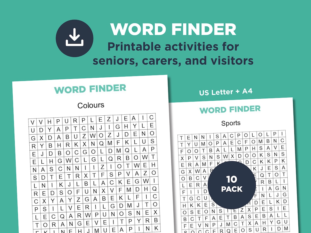Dementia Word Finder: Brain Games for Seniors (digital Download) - Etsy