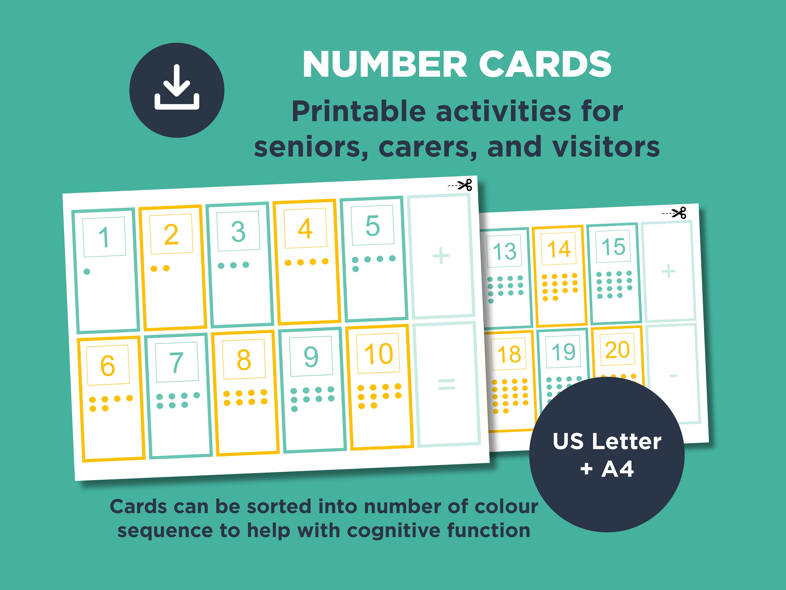 Dementia Activities Number Sorting Card Activity Alzheimers Activity ...