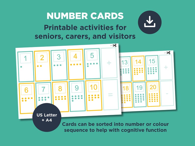 Dementia Activities Number Sorting Card Match up Activity Alzheimers ...