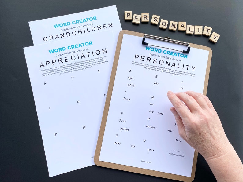 Dementia Word Creator Activity: Word Games for Seniors and Visitors ...