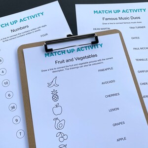 Dementia Match up Activity: Brain Games for Seniors (digital Download ...