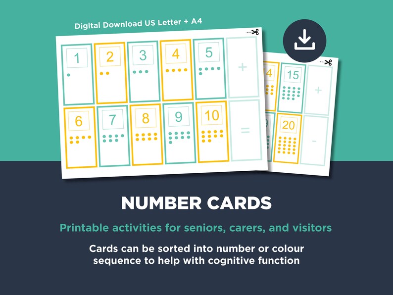 Dementia Activities Number Sorting Card Match up Activity Alzheimers ...