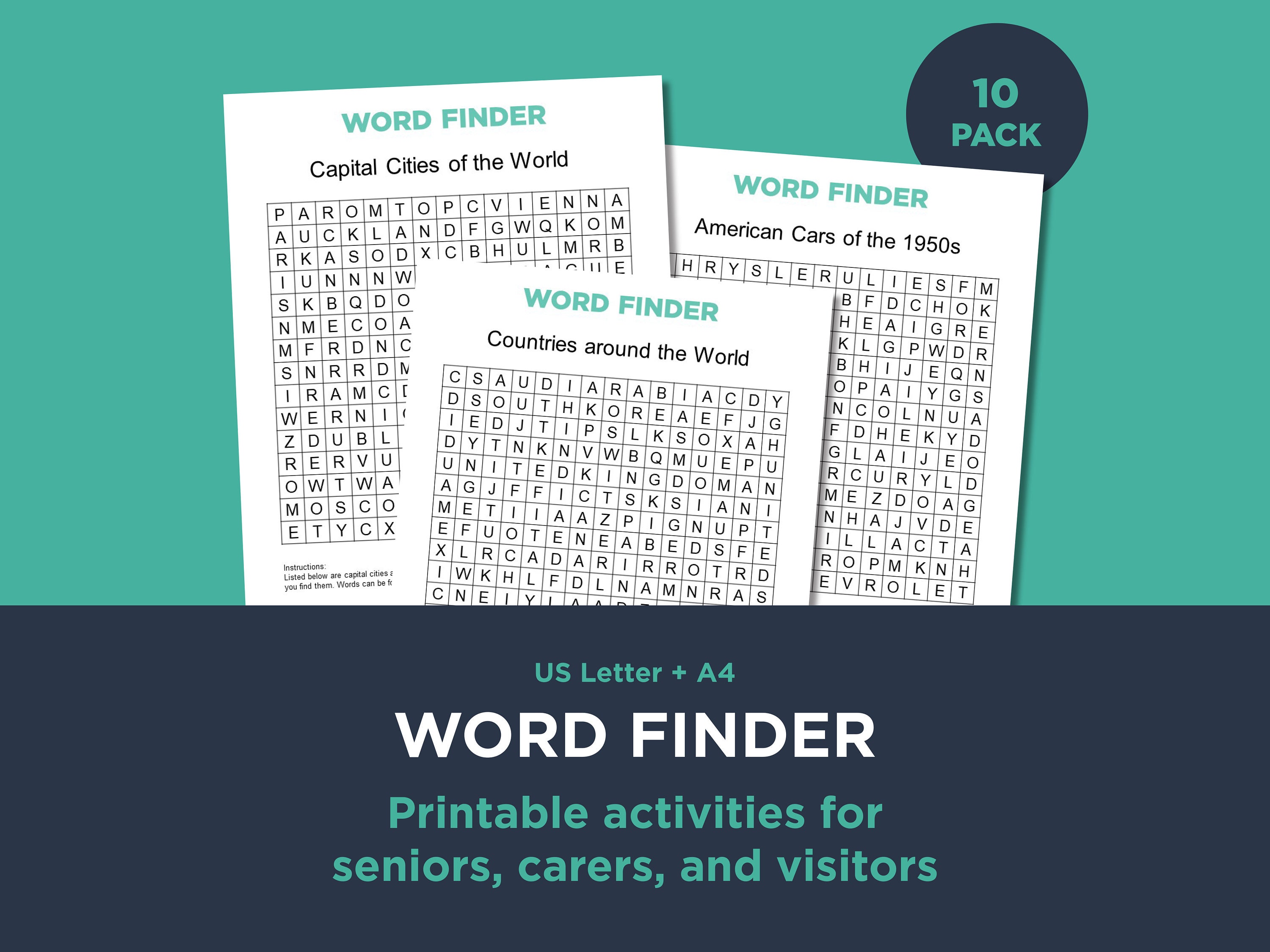 Dementia Activities: Word Finder & Word Search for Seniors (digital ...