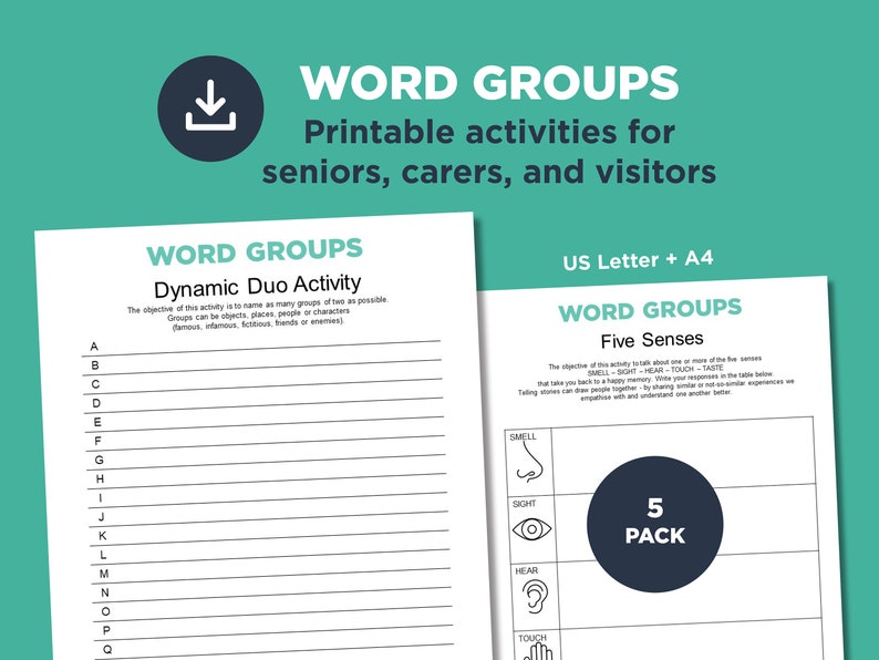 Dementia Activities Word Group Creator Activity Alzheimers Activity for ...