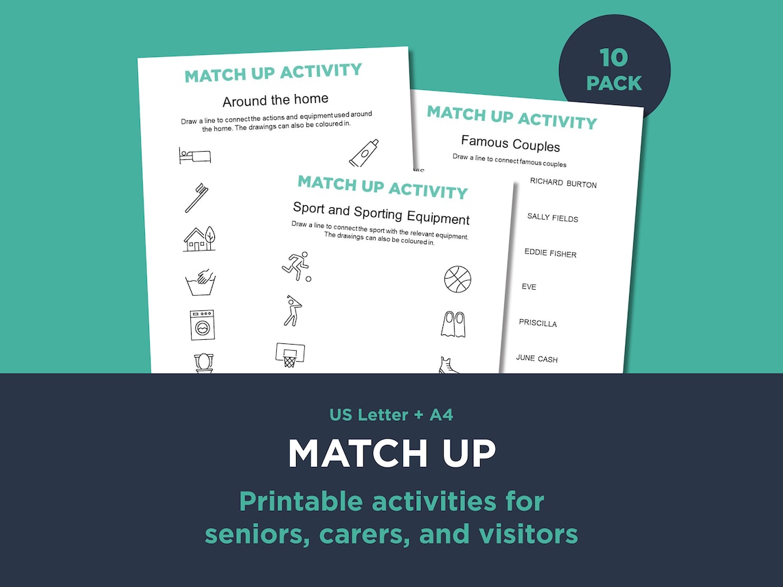 Dementia Activities Match up Activity Alzheimers Activity for Seniors ...