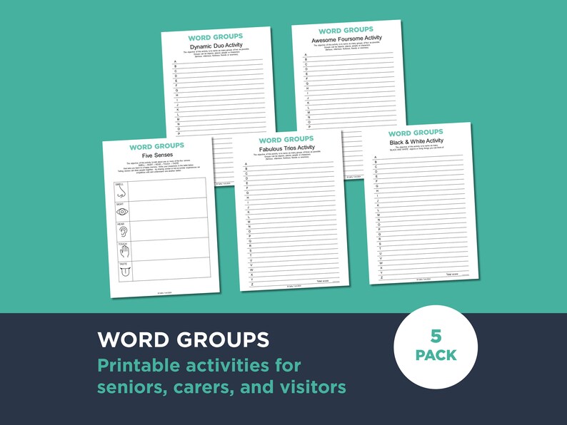 Dementia Activities: Word Group Creator for Seniors (digital Download ...