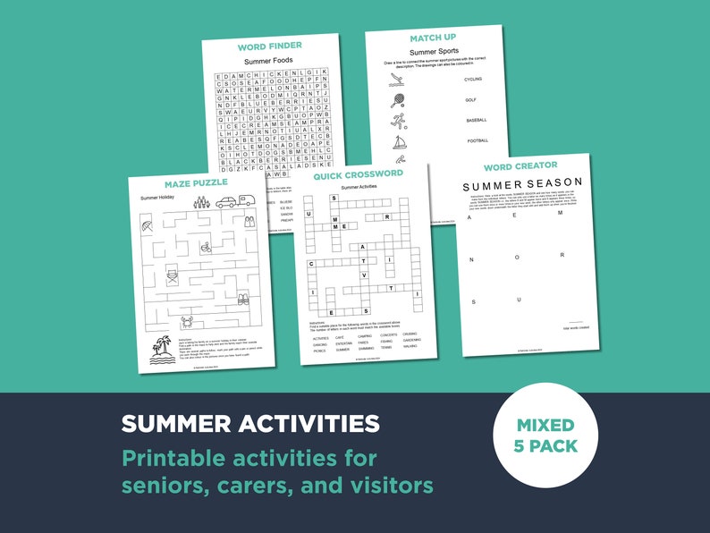 Dementia Activities Summer Activities for Seniors Alzheimers Activity ...