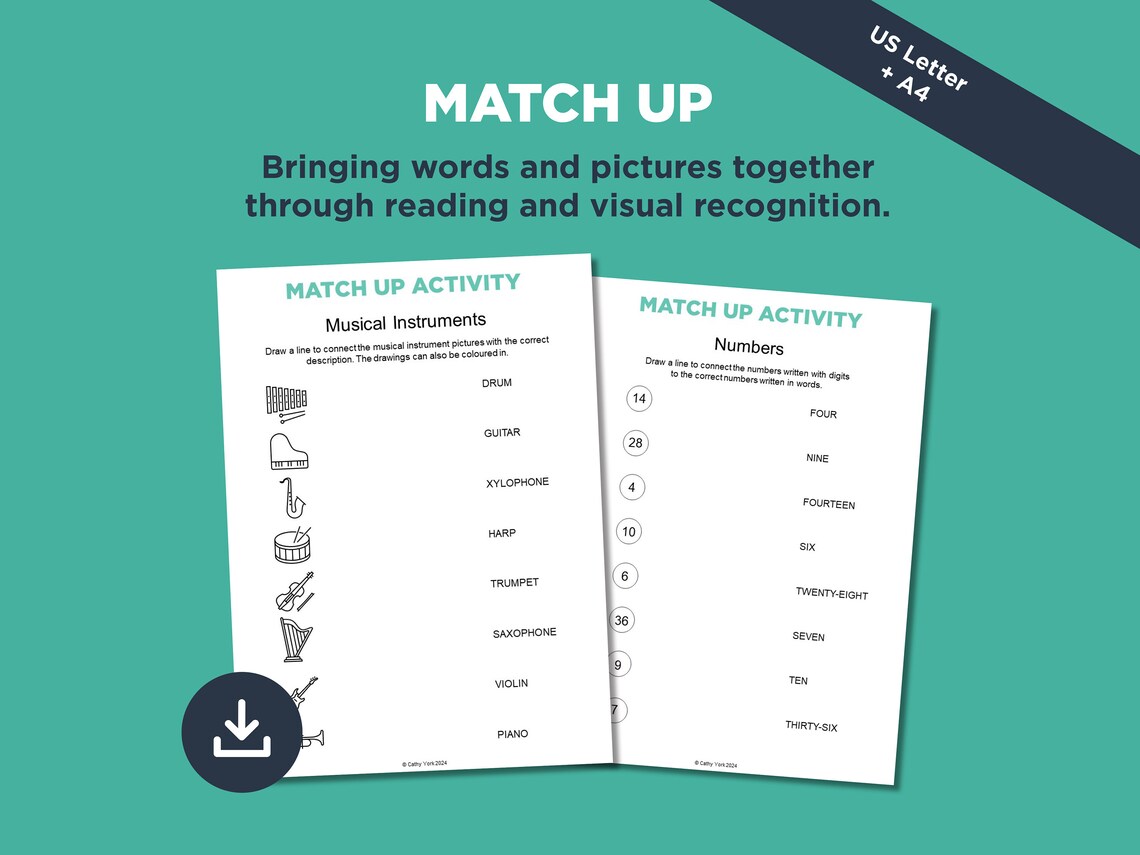 Dementia Match up Activity: Brain Games for Seniors (digital Download ...