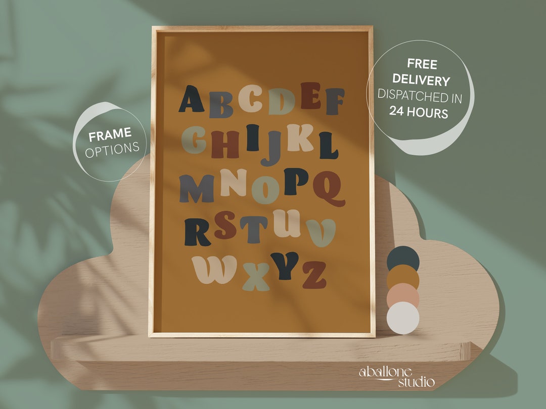 Safari Nursery Decor Alphabet Poster Kids Funky Wall Art Animal Jungle ...