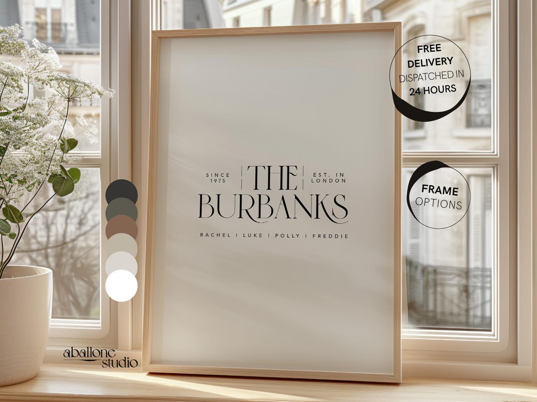 Personalised Surname Print Our Family Gift Custom Name Print Minimal ...