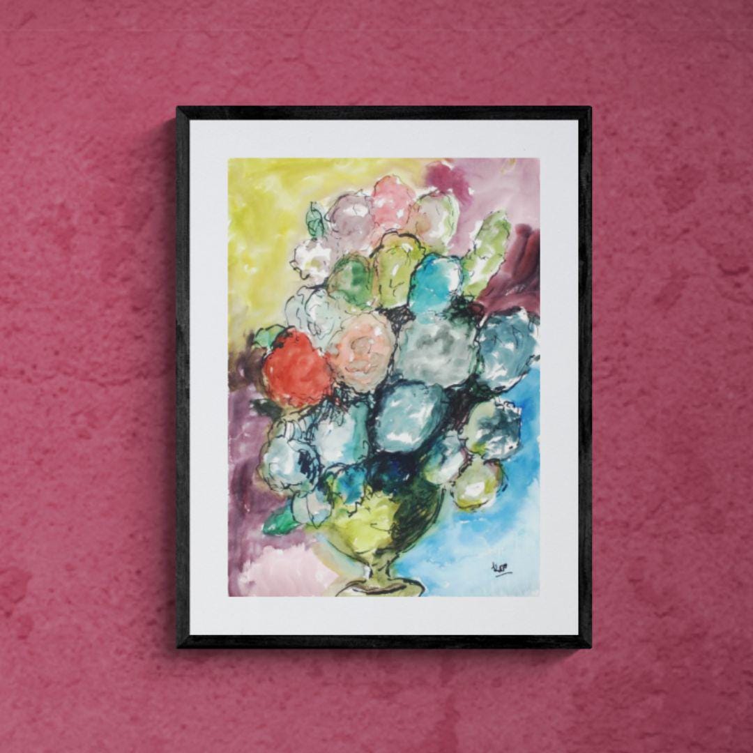 Vase of Flowers for Matisse - Original Expressionist Watercolour Still ...