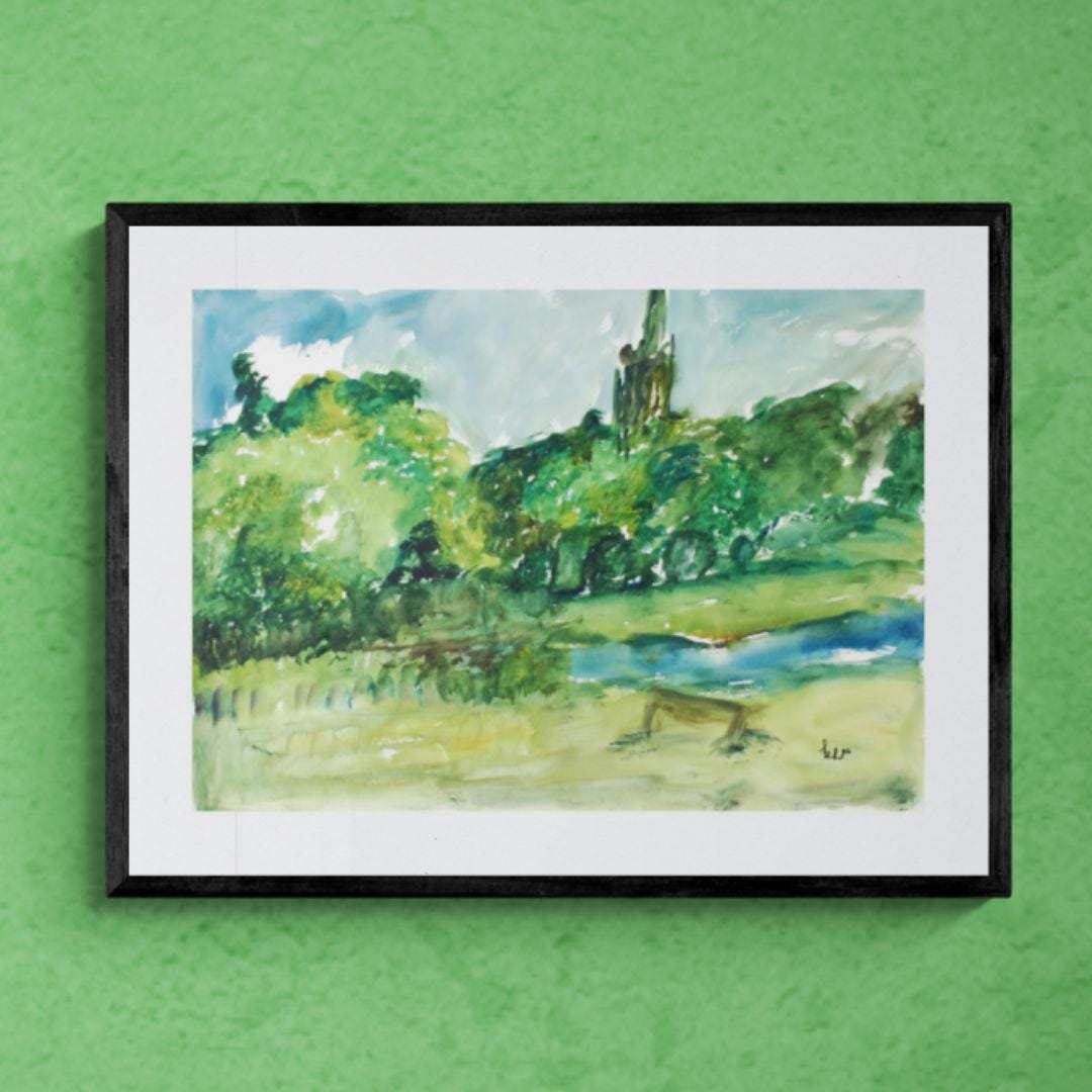 Don't Forget the Church Spire Original Expressionist Watercolour ...