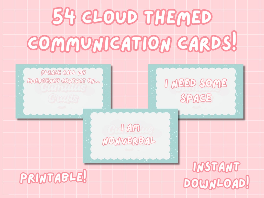 Cloud Themed Communication Cards | Nonverbal and Semiverbal Support ...