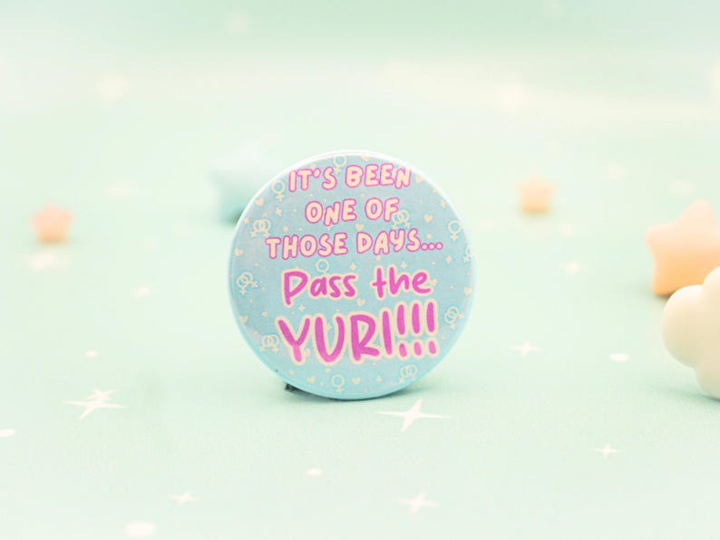 Pass the Yuri! Badge | GL Yuriko Pin | Anime & Manga Fanfiction Button ...
