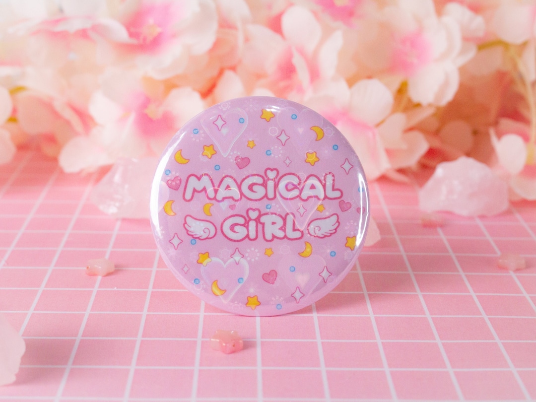 Magical Girl Badge | Kawaii Holographic Pin | Sparkly Love Heart ...