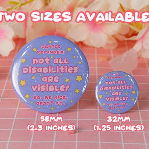 Not All Disabilities Are Visible Badge | Invisible Illness Button Pin ...
