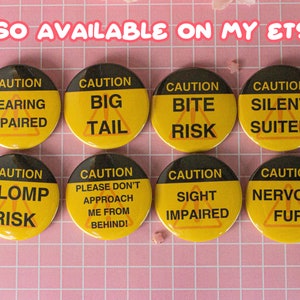 CAUTION: Nervous Fur | Furry Shy Cosplay Nonverbal Communication Badges ...