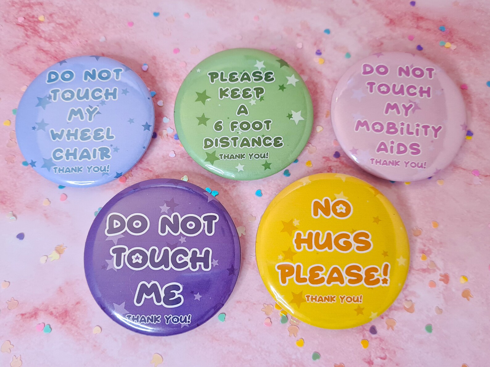 Button Badge for Personal Space, Accessible Pin, Anti-touch Reminder ...