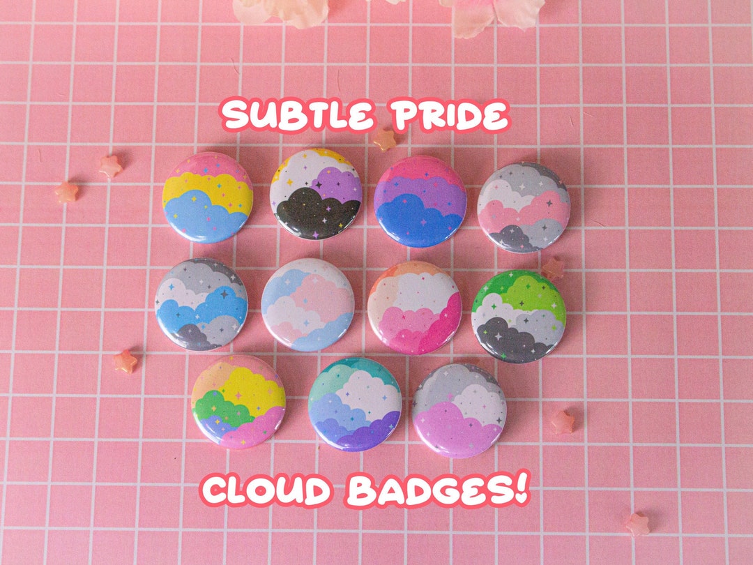 Subtle LGBTQ+ Pride Cloud Badge | Discreet Pastel Pride Pin | Hidden Rainbow Pride Accessory ...
