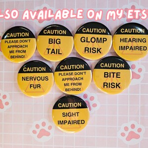CAUTION: Bite Risk Furry Cosplay Nonverbal Communication Badges for ...